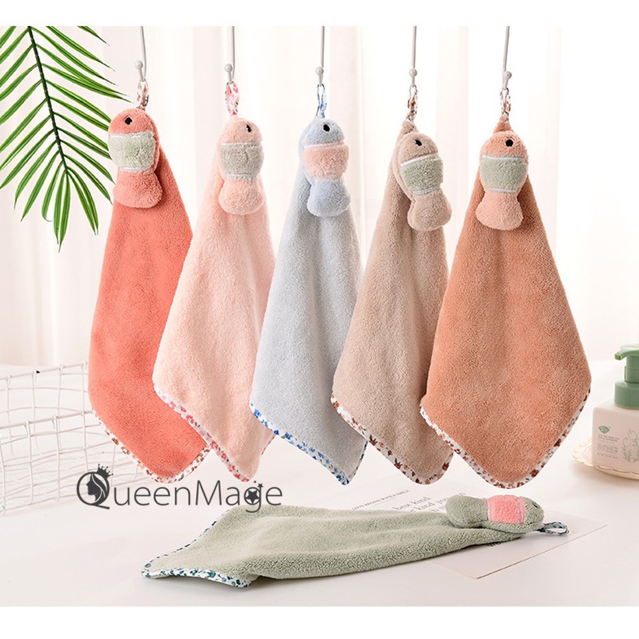 QueenMage Fish Cute Hand Towel Kitchen Hand Towel Hanging Bathroom ...