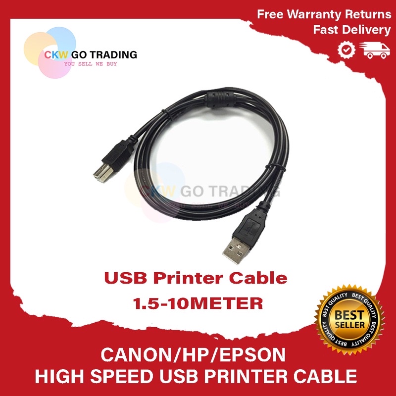 1.5M/3M/5M/10M High Speed USB Printer Cable For Canon Hp Epson Printer ...