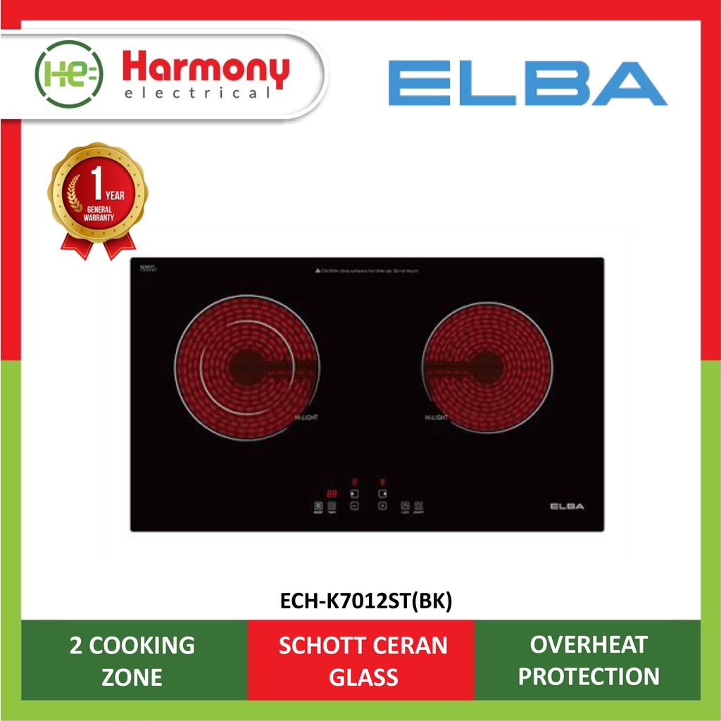 (LAST X1 UNIT OFFER) ELBA 2 Burners Ceramic Cooker ECH-K7012ST(BK) 2 ...