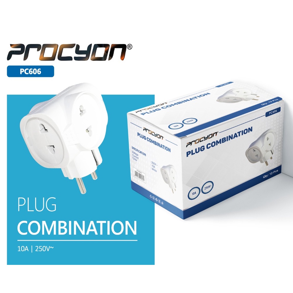 Procyon PC606 4 Hole T Plug - 4 Hole Branch Power Plug - Procyon PC 606 ...