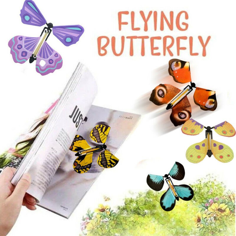 5 Pieces Magic Fairy Flying Butterfly Rubber Band Powered Wind up ...