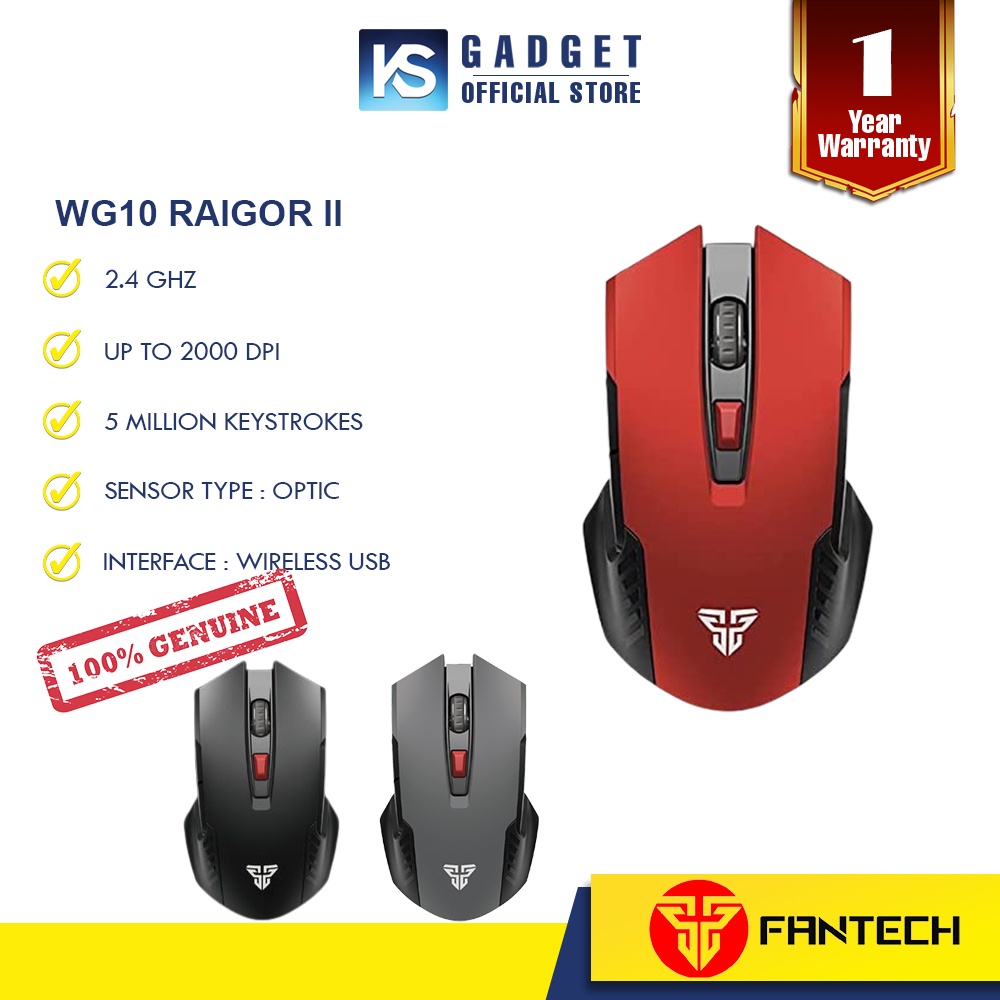 Fantech WG10 Raigor II 2000 DPI Wireless 2.4GHz Pro Gaming Mouse ...