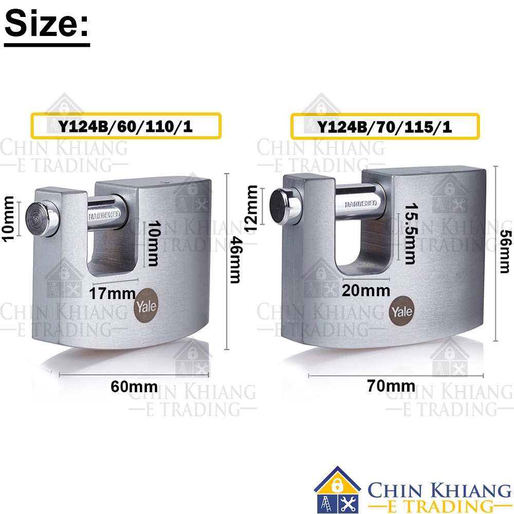 Yale Y124B/60/110/1 Brass Rectangular Shutter Padlock with Hardened ...