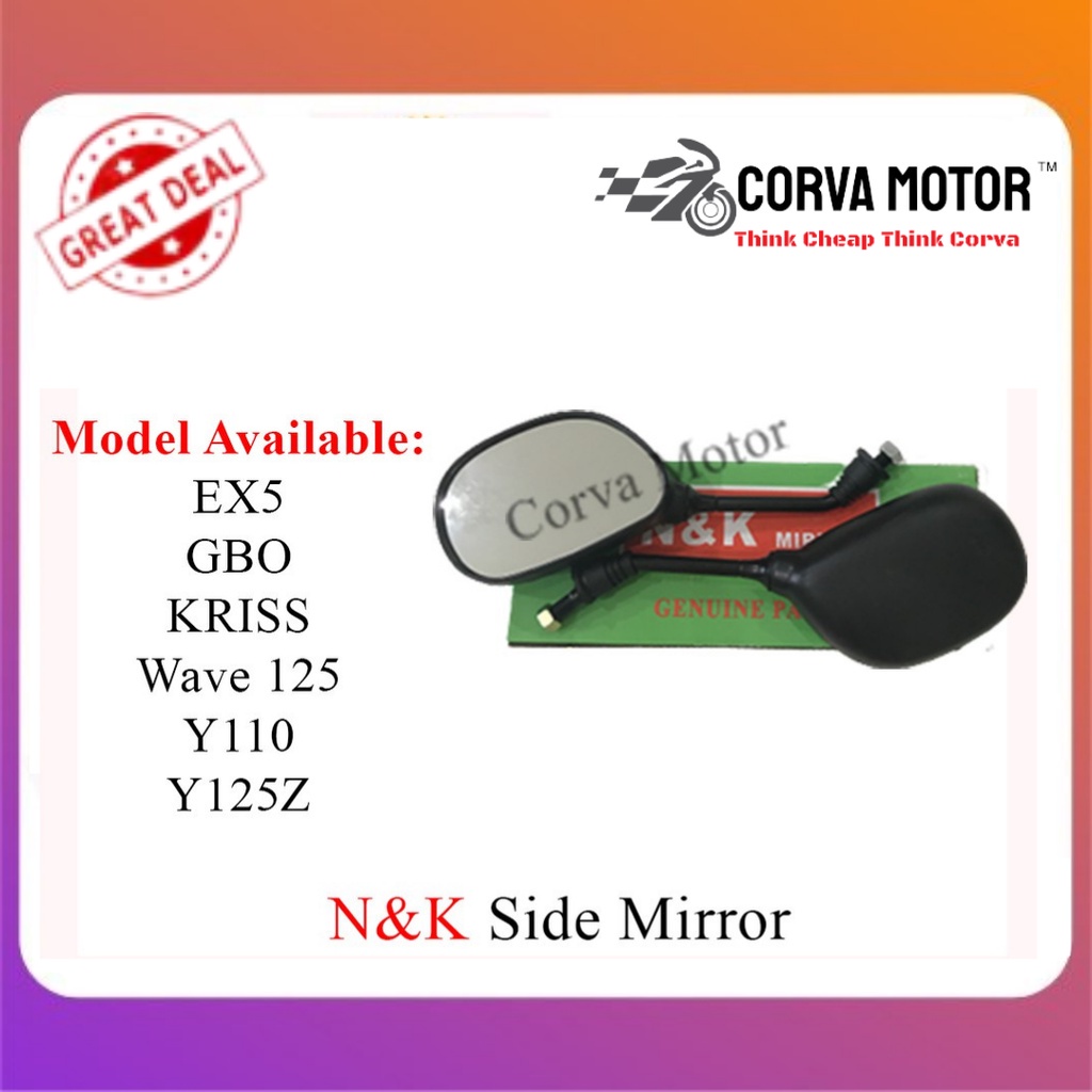 Corva Motor N&K Side Mirror Motorcycle Ex5 / Kriss / Gbo / Wave 125 / Y110 / Rg / Y125Z Side ...