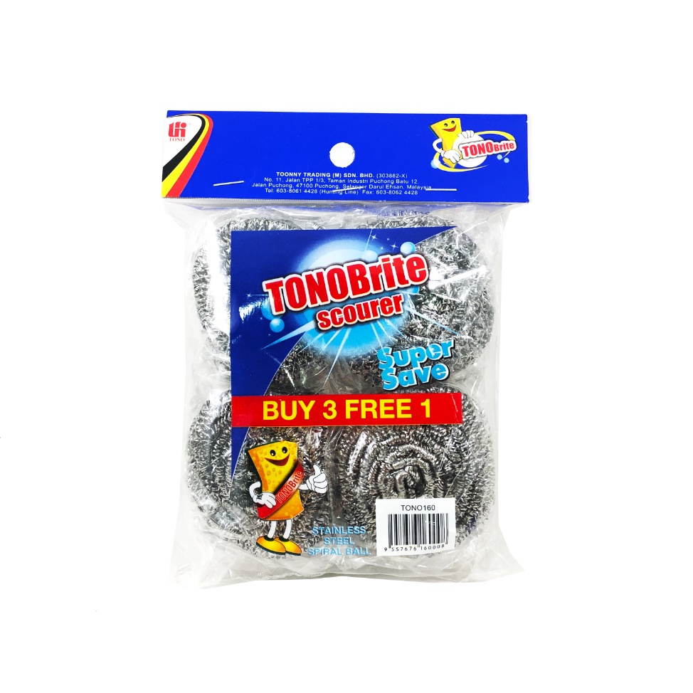 Tono Brite Stainless Steel Metallic Spiral Ball Kitchen Scouring Dish ...