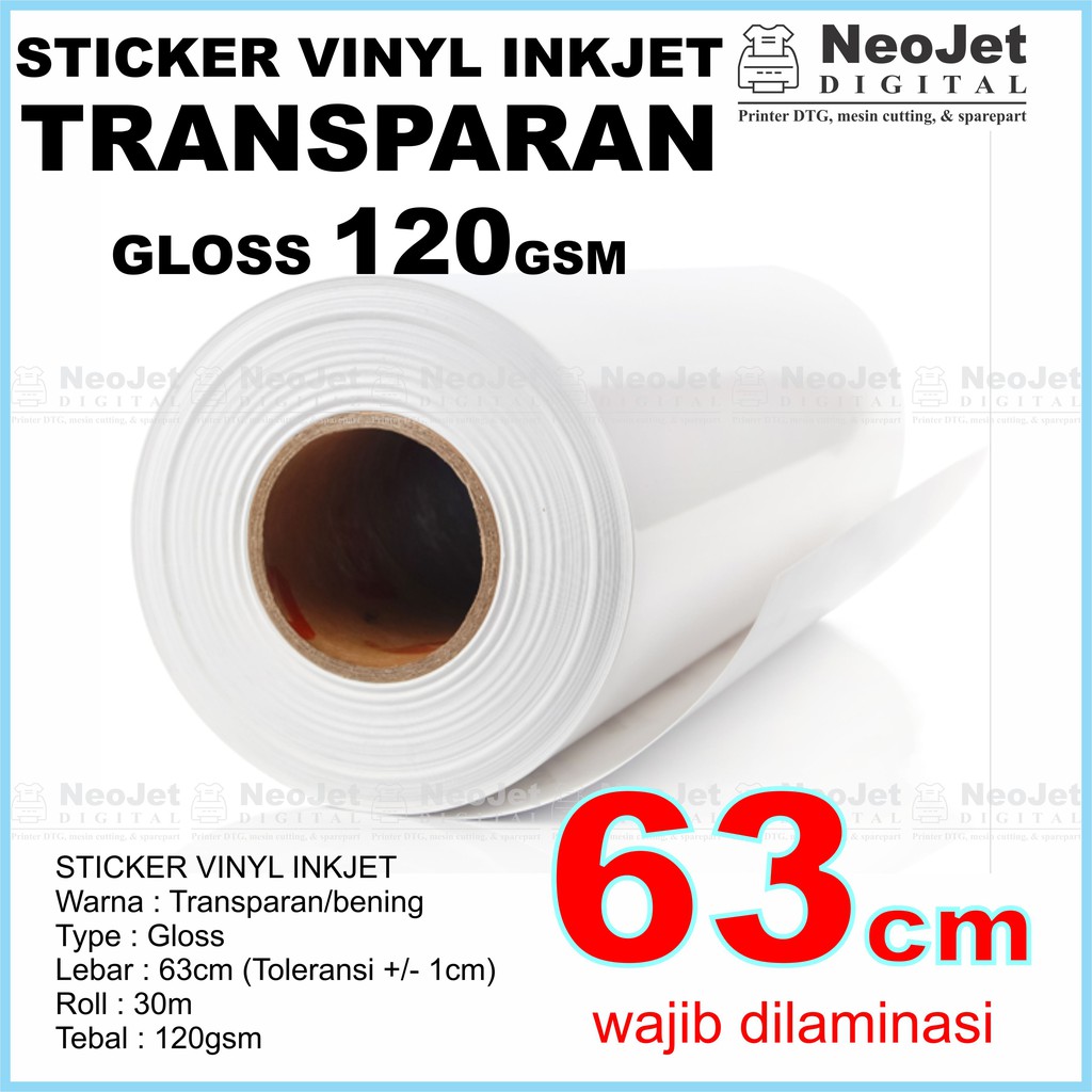 Clear Transparent Inkjet Vinyl Sticker 63 cm wide (roll 30 m) | Shopee ...