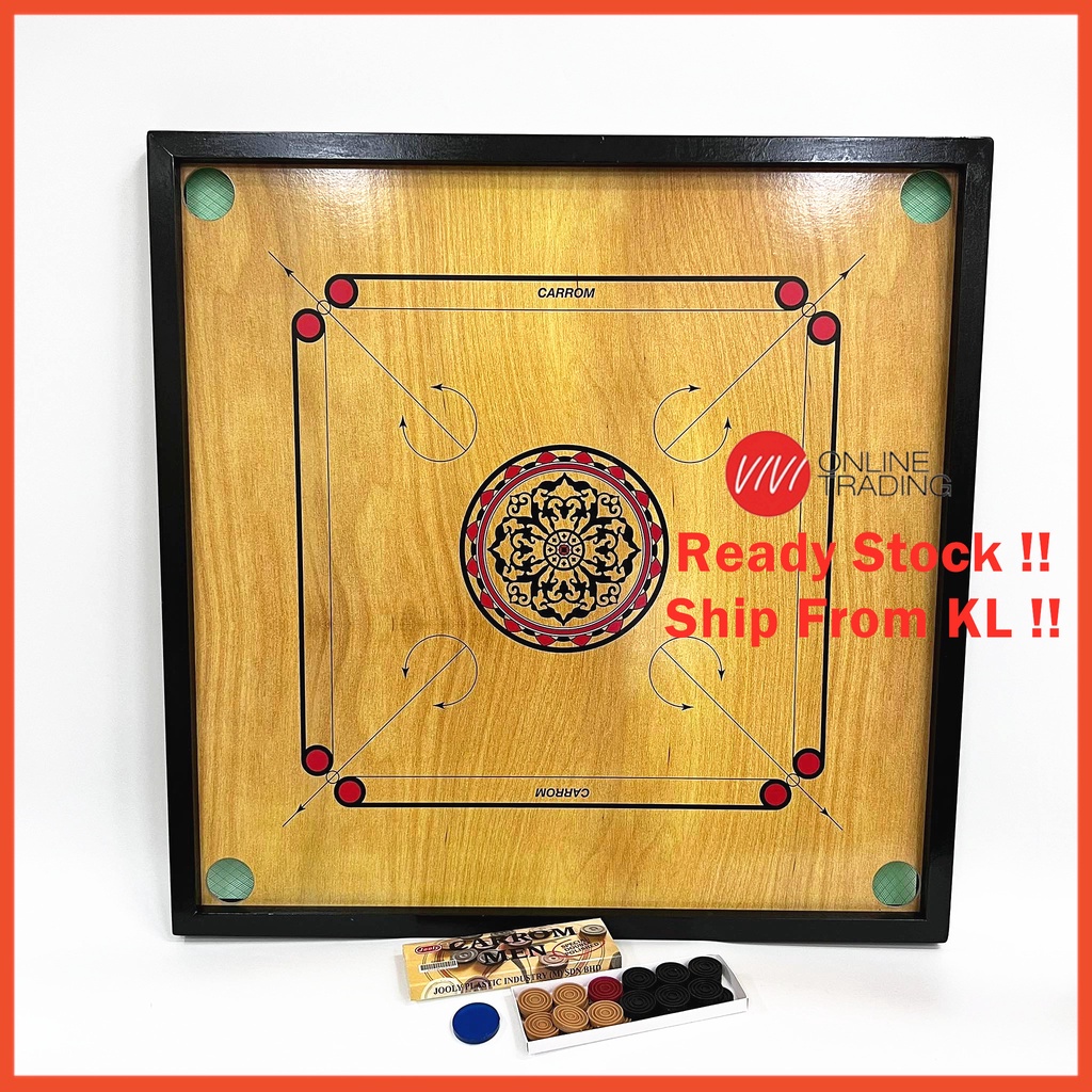 Carrom Board Set With Carrom Men & Stricker 80cm x 80cm Papan Karom ...