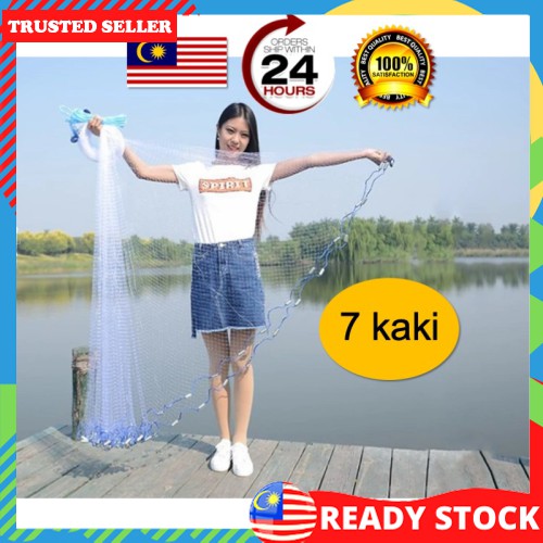 Jala Ikan Besar Udang 7 Kaki Diameter 14 kaki Nylon Fish Net Hand ...