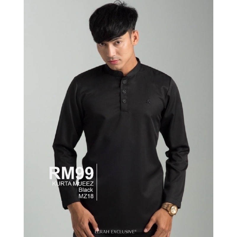 🔥 NEW ARRIVAL KURTA ELRAH EXCLUSIVE 2022 💥 BLACK HITAM | Shopee Malaysia