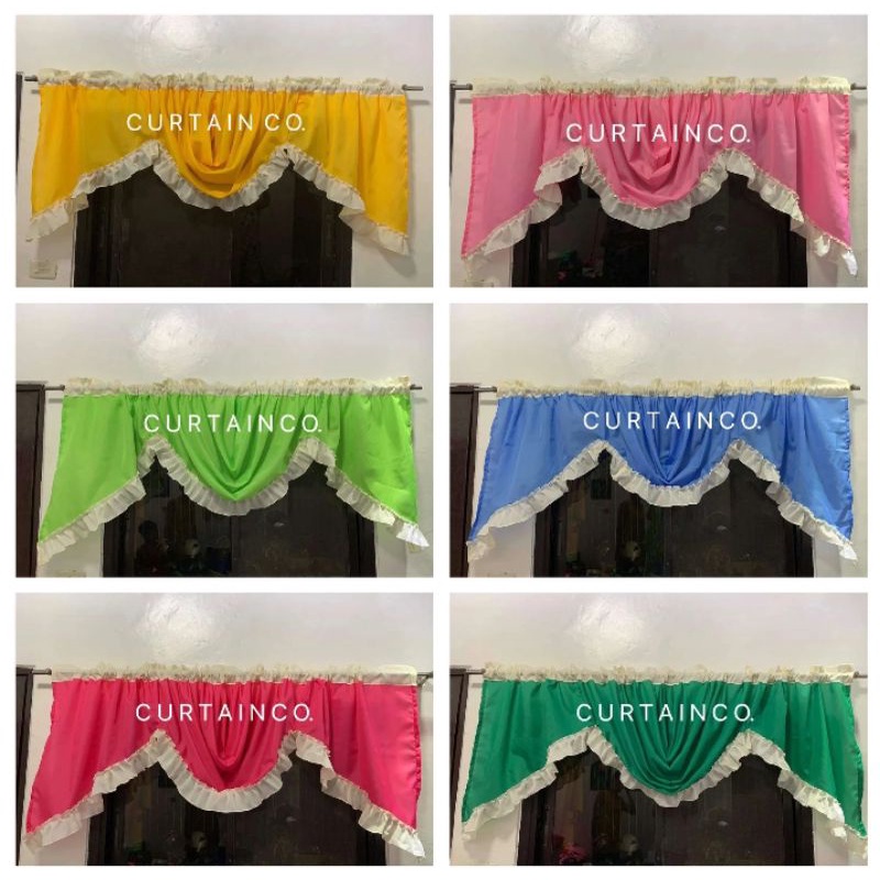 PLAIN SWAG VALANCE 120"*28"LENGTH.WITH CREAM RUFFLES | Shopee Malaysia