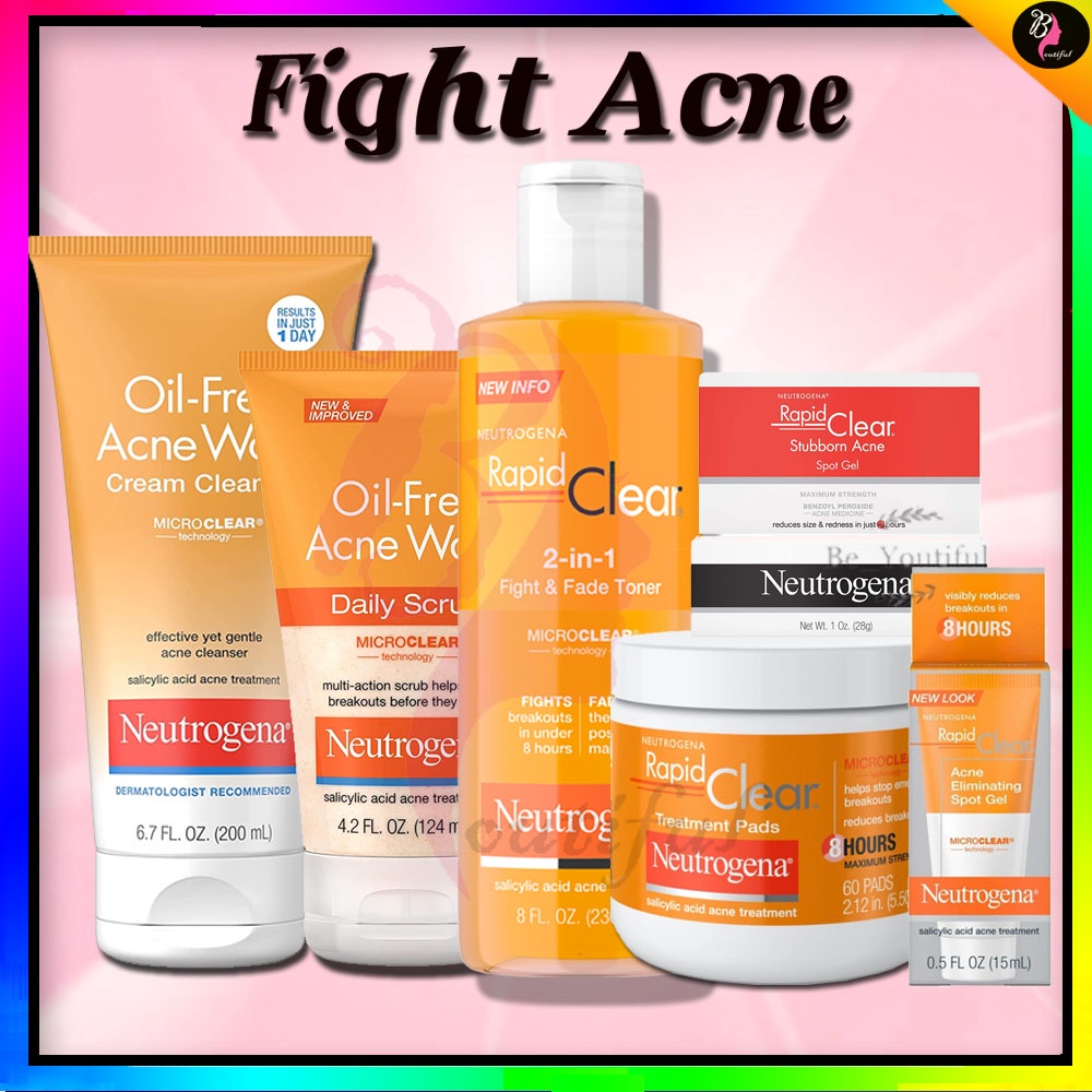 Neutrogena Cleanser Oil Free Acne Cream Wash/Daily Scrub/ Toner ...