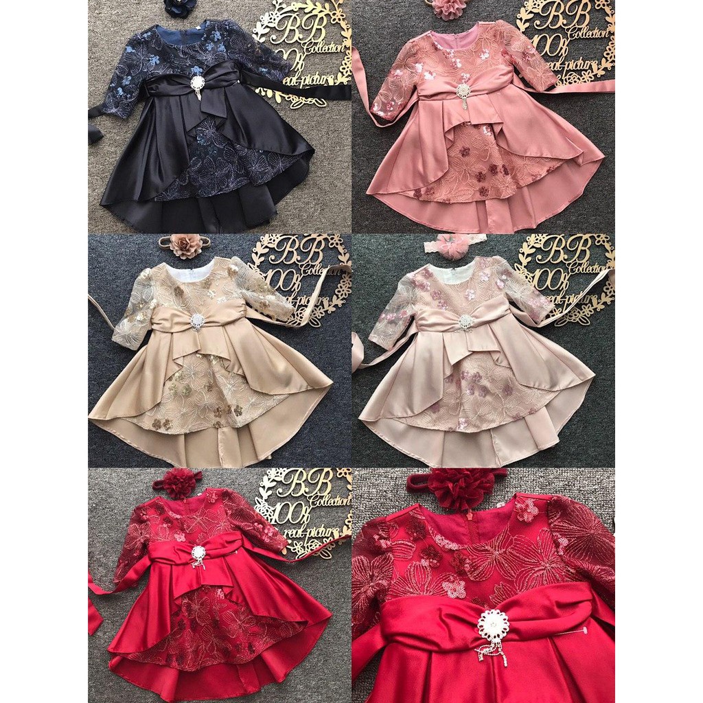 1Y-5YNewborn Princess 595 Sleeveless Gown Lace Dress Kids with Headband ...