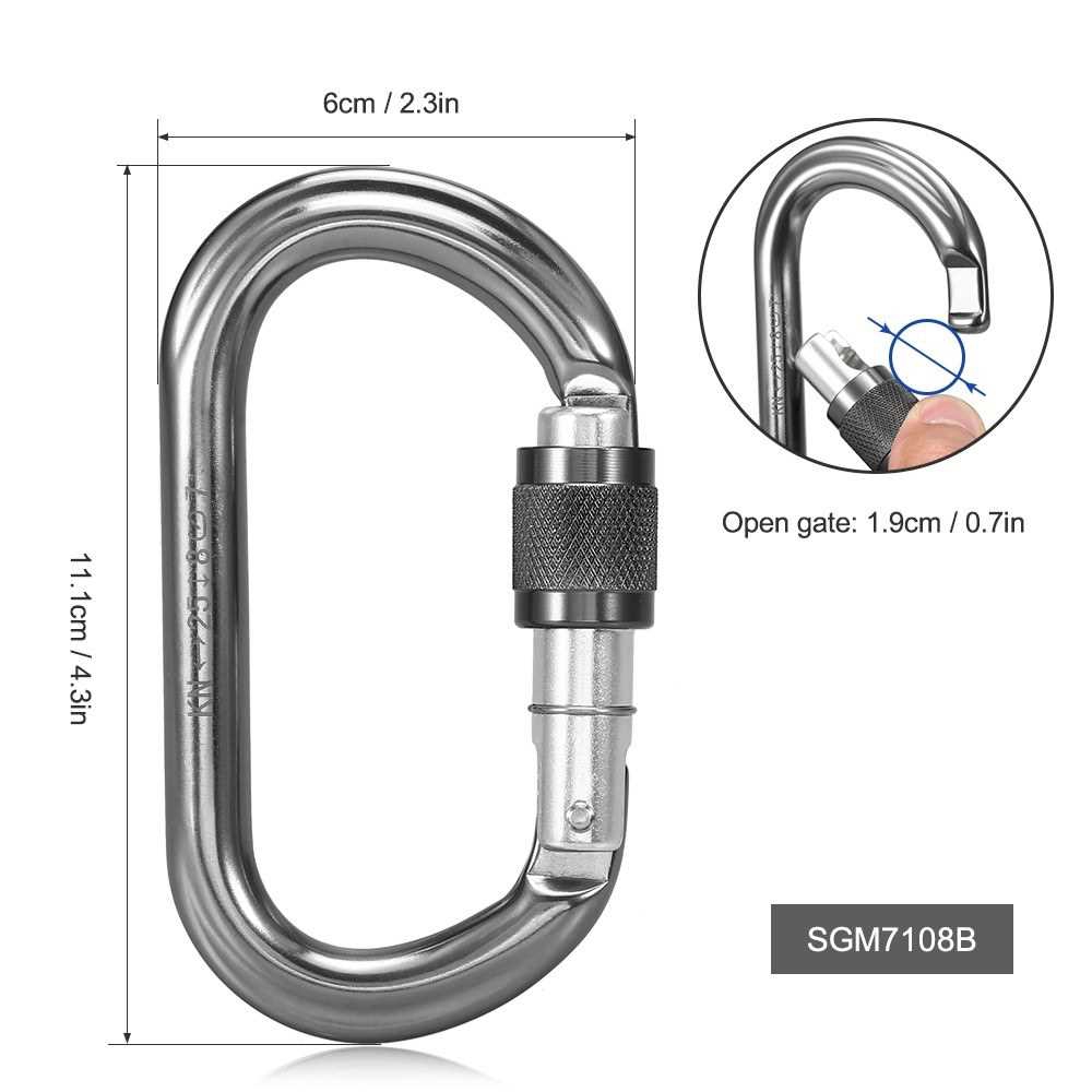 25KN Auto Locking Gate Carabiner Heavy Duty D Shape Buckle Pack Twist ...