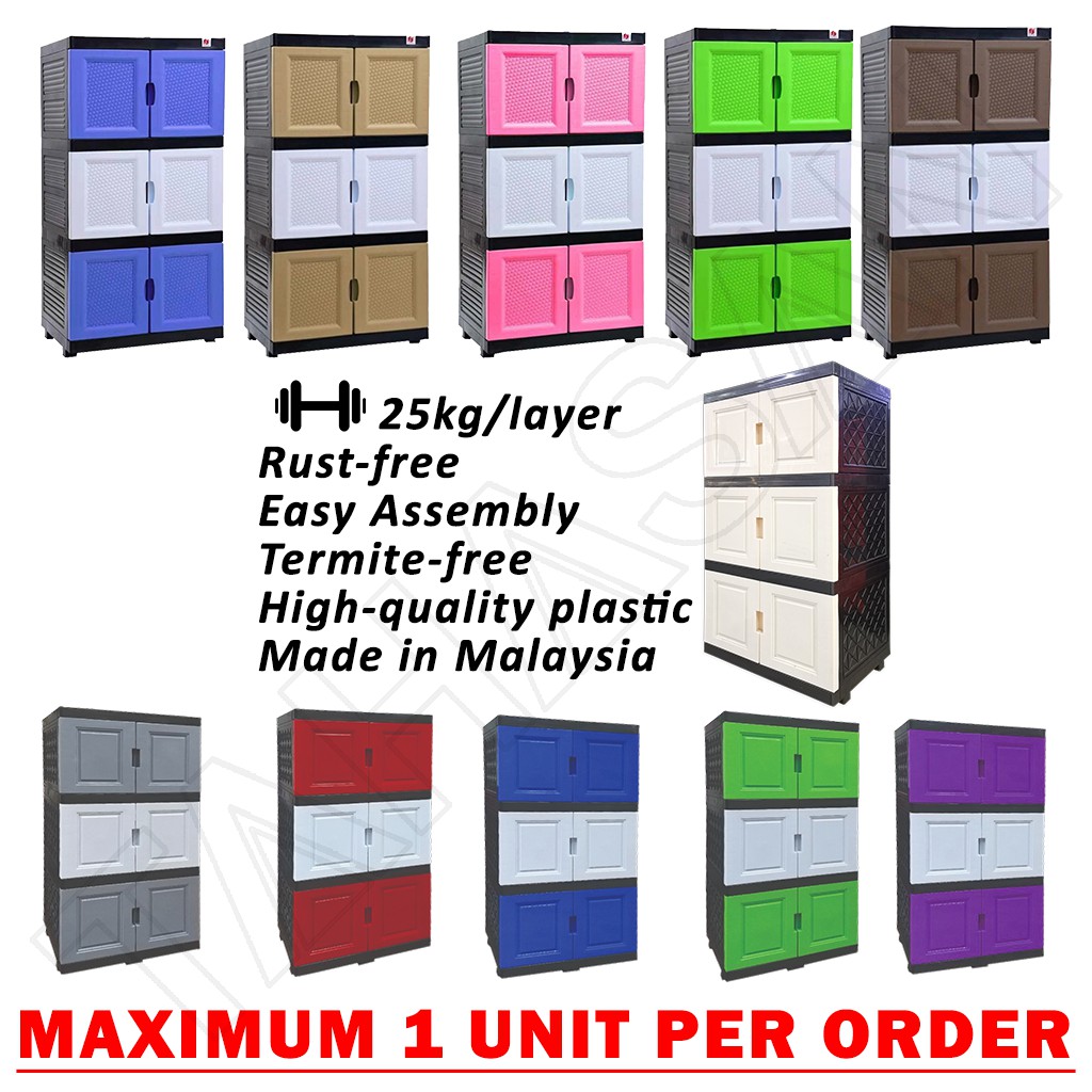 3 Tier DIY Plastic Cabinet Almari Baju Almari Plastik Serbaguna 3 ...