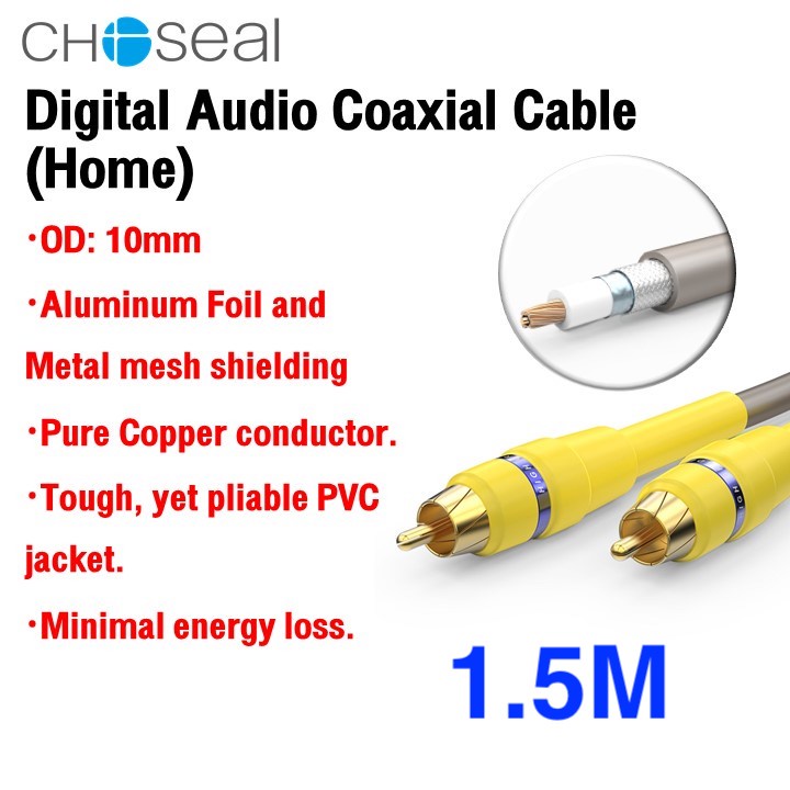 Choseal Digital Audio Coaxial Cable S/PDIF Premium RCA for Speaker ...