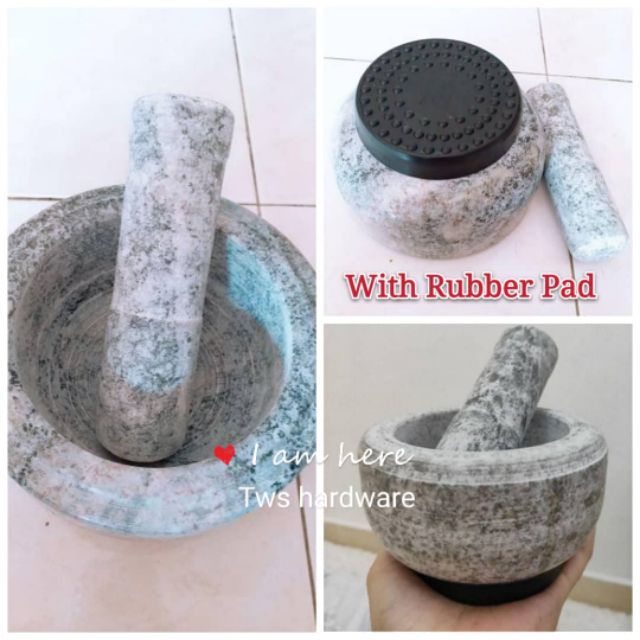 17.5cm Granite Stone Mortar And Pestle Penumbuk/ Lesung Batu | Shopee ...