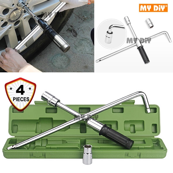 MYDIYHOMEDEPOT - HEAVY DUTY 4PCS TYRE OPENER WRENCH 2 SOCKET 17MM 19MM ...