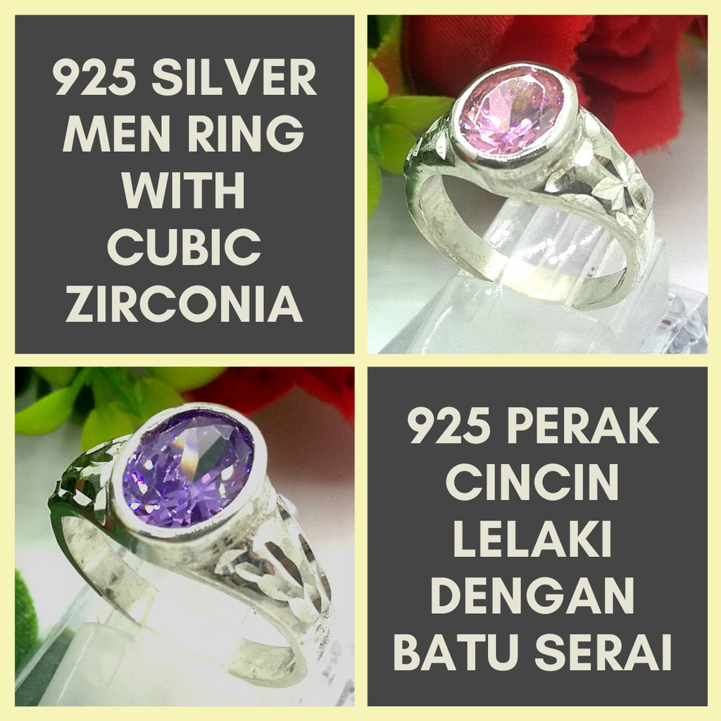 [𝑩𝒖𝒂𝒕𝒂𝒏 𝑴𝒂𝒍𝒂𝒚𝒔𝒊𝒂] 925 Silver Men Ring with Cubic Zirconia 925 Perak Cincin Lelaki Batu Serai SMR ...