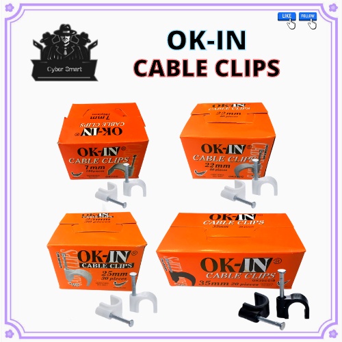 OK-IN PVC CABLE CLIPS WIRE CLIPS WITH NAILS ( 7MM / 22MM / 25MM / 35MM ...