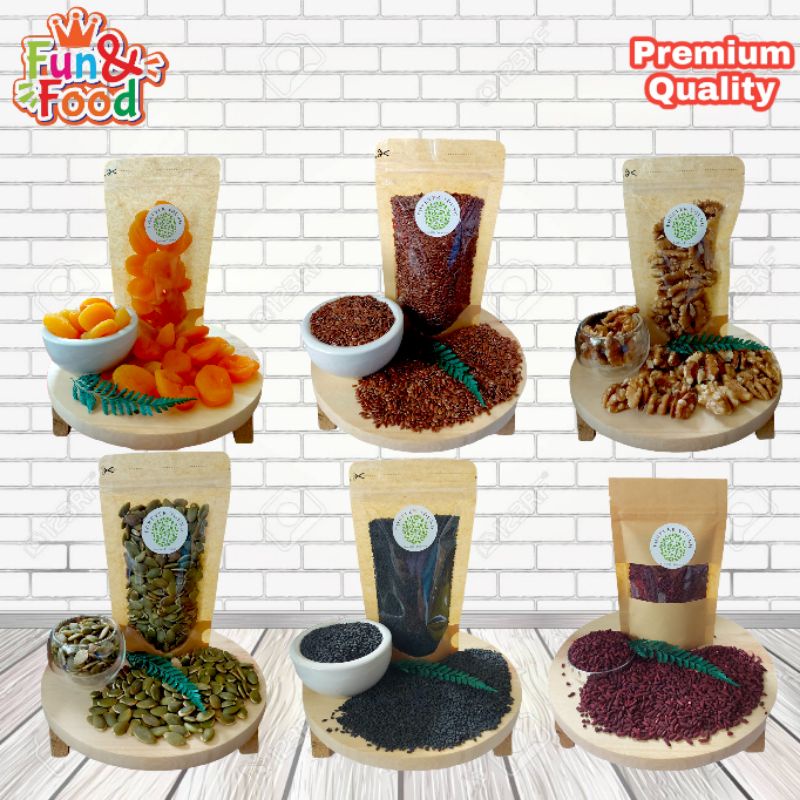 HIJAU HITAM Assorted Superfood Brown Flaxseed Apricot Walnut Nuts Black ...