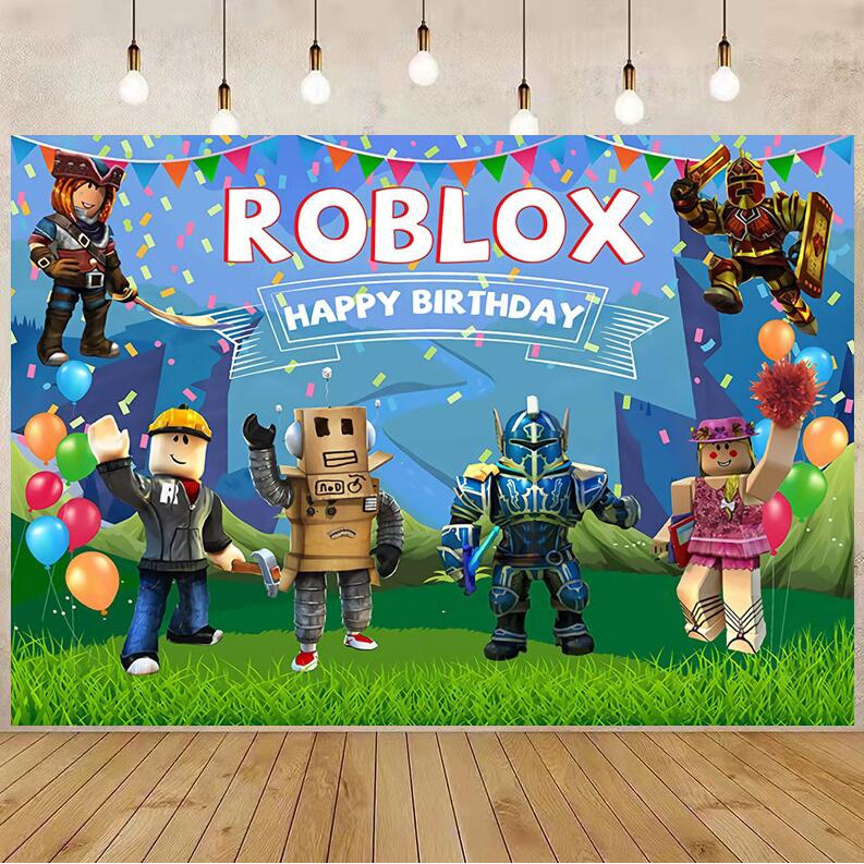 Roblox Backdrop Video Game Themed Photography Backdrop Kids Birthday ...