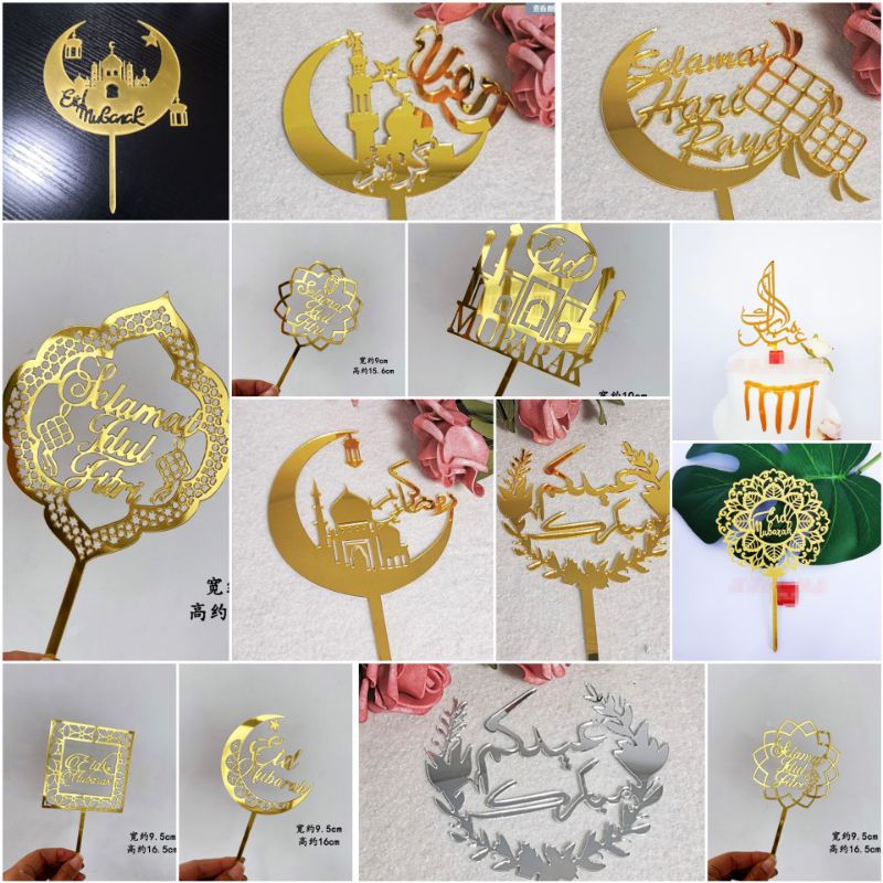 Selamat hari raya cake topper acrylic raya kek topper | Shopee Malaysia