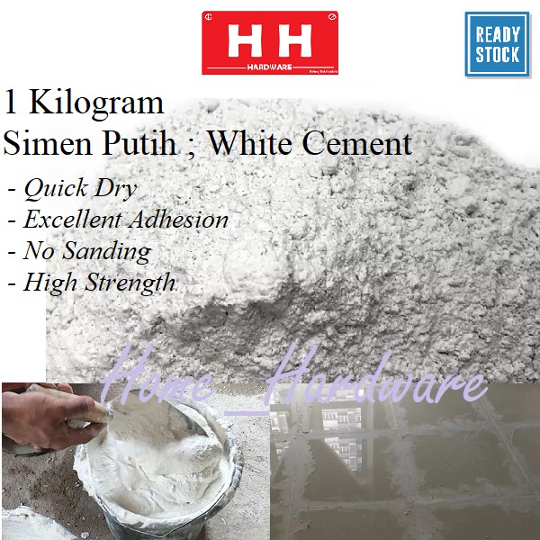 1KG White Cement ; Simen Putih for Plastered Wall, Fill Tile Gaps ...