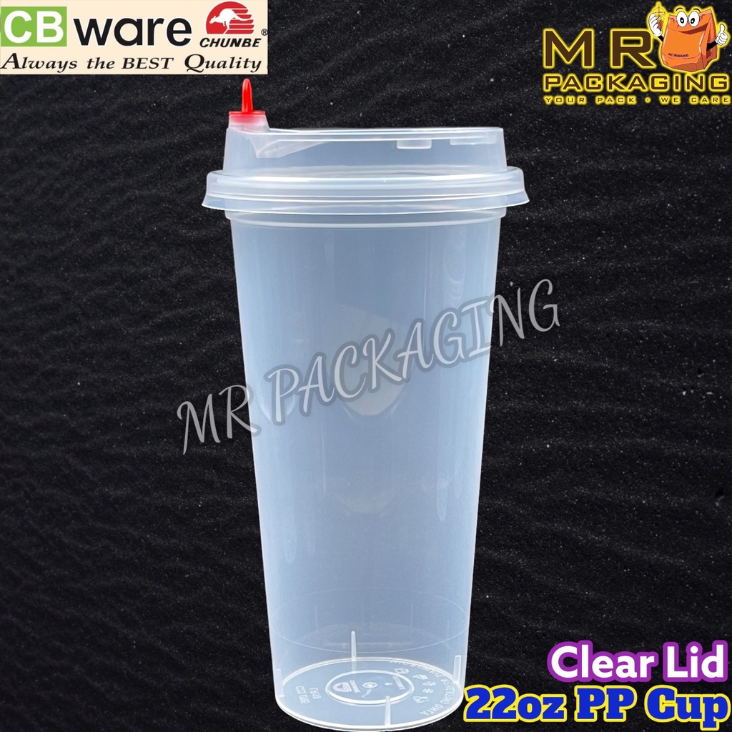 CB 12 16 22 oz Injection PP Cup with Lid & Insert [ 20sets± ] 360 500 700 ml Plastic Cup Thick ...