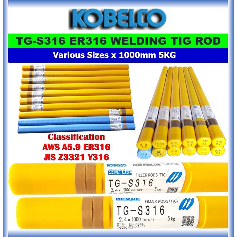 KOBELCO WELDING TIG ROD TG-S316 ( TGS316 , TGS-316 ) ER316 - Various ...