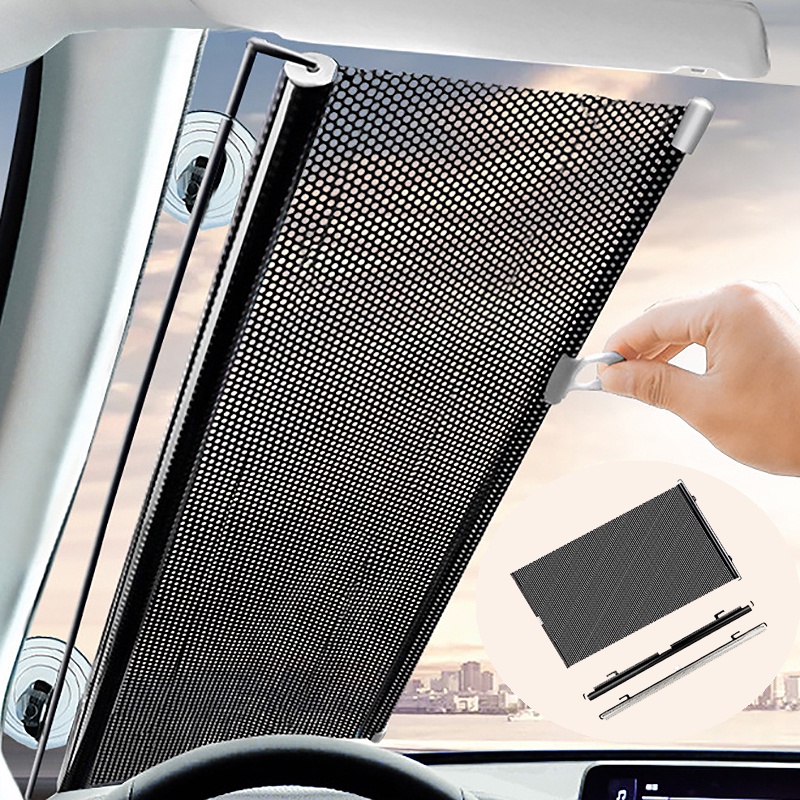 Black 68*125cm Automatic Retractable Sun Shade Car Front Side Window ...