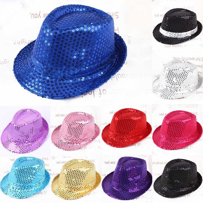 Fashion Brilliant Glitter Sequins Hat Dance Show Party Jazz Hat ...