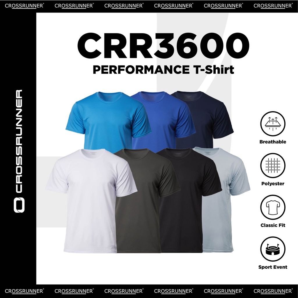 CROSSRUNNER Microfiber Quick Dry Round Neck Plain Jersey Sport Training ...