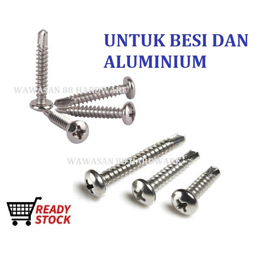 Pan Head Self Drilling Screw Round Head Zinc Plated Zink / Kepala Bulat ...