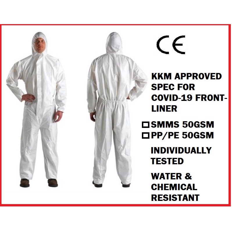 [ready Stock] Ppe Coverall Isolation Suit Jumpsuit Pp Pe Smms Non Woven