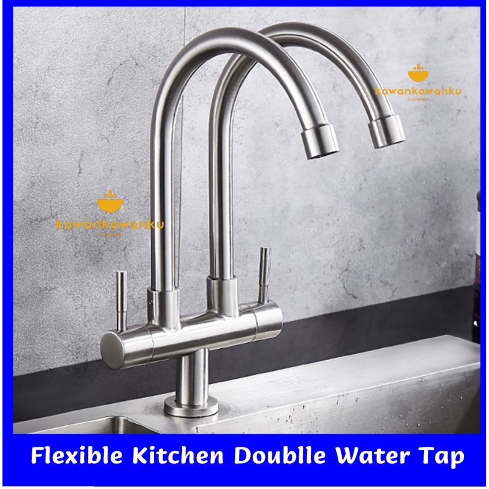 Faucet Kitchen Sink Faucet Stainless Steel SUS304 Pillar/Wall Twins ...