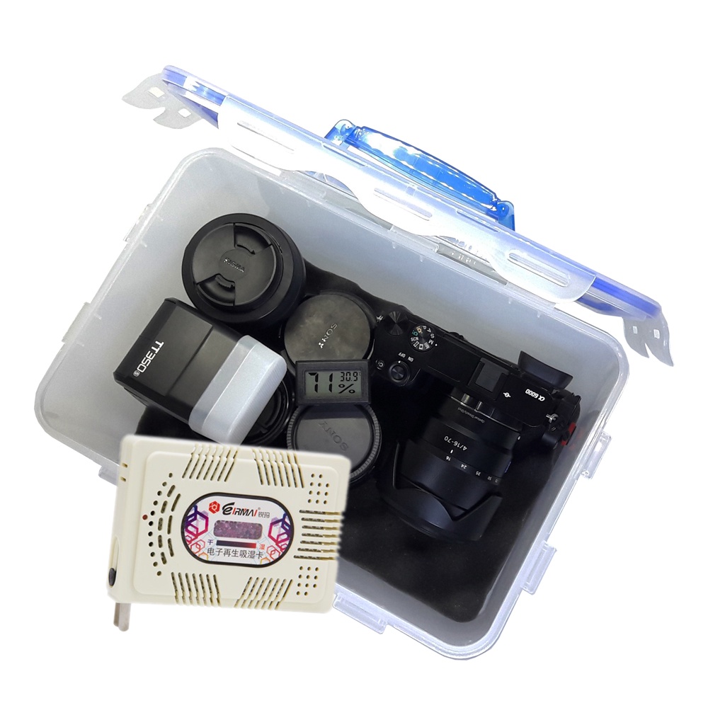 Combo 7.7L anti-humidity box + hygrometer + 200g desiccant beads (with ...