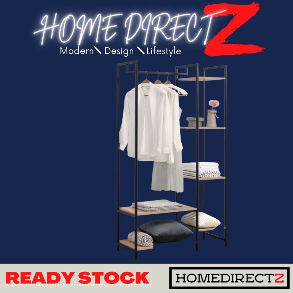 HDZ 5 feet Metal Hanging Rack With Shelf Baju Rak Besi Cloth Hanger ...