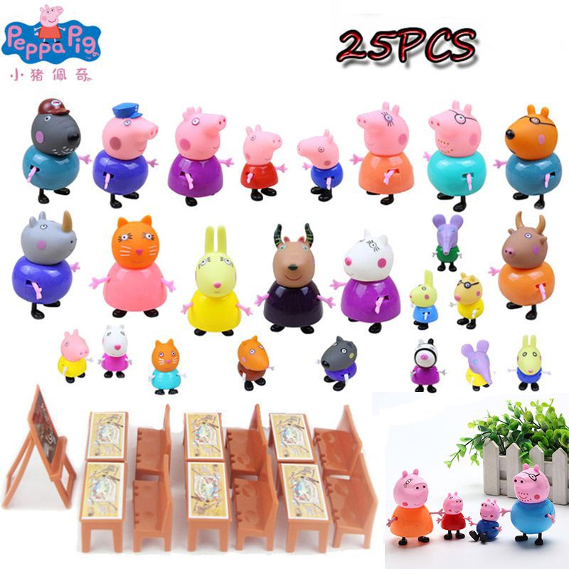 Set Of 25 Lovely Peppa Pig Family Models | Shopee Malaysia