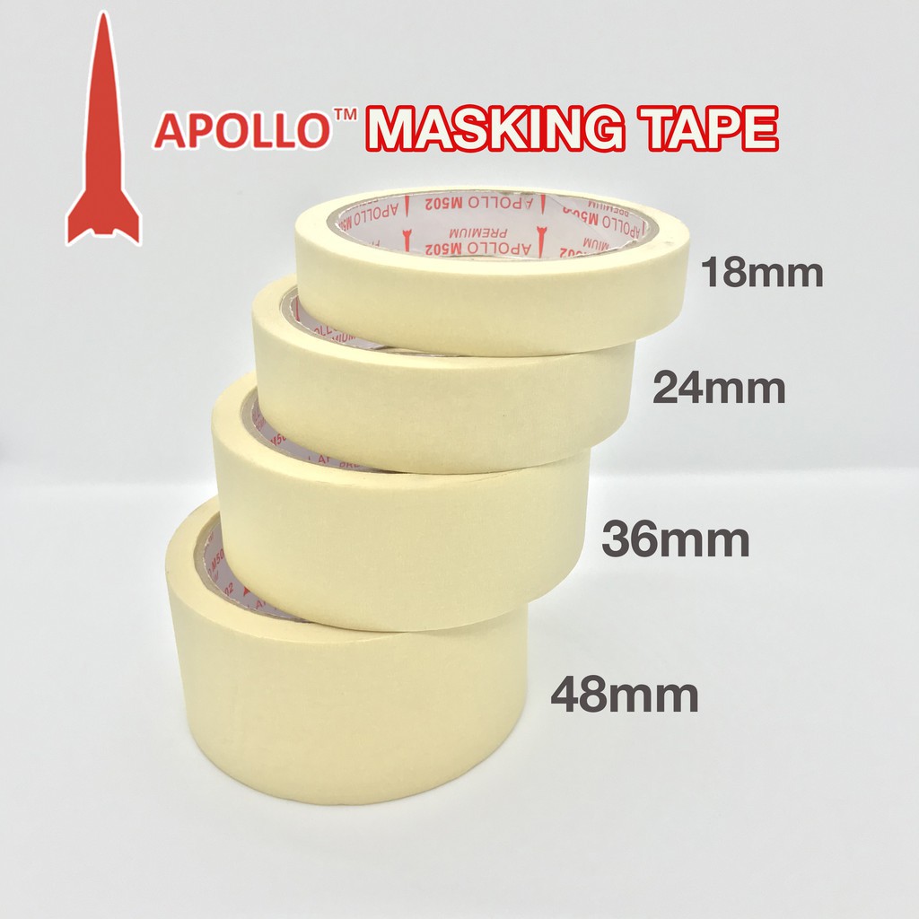 APOLLO M502 MASKING TAPE 18 YARD 18MM 24MM 36MM 48MM High Temperature ...