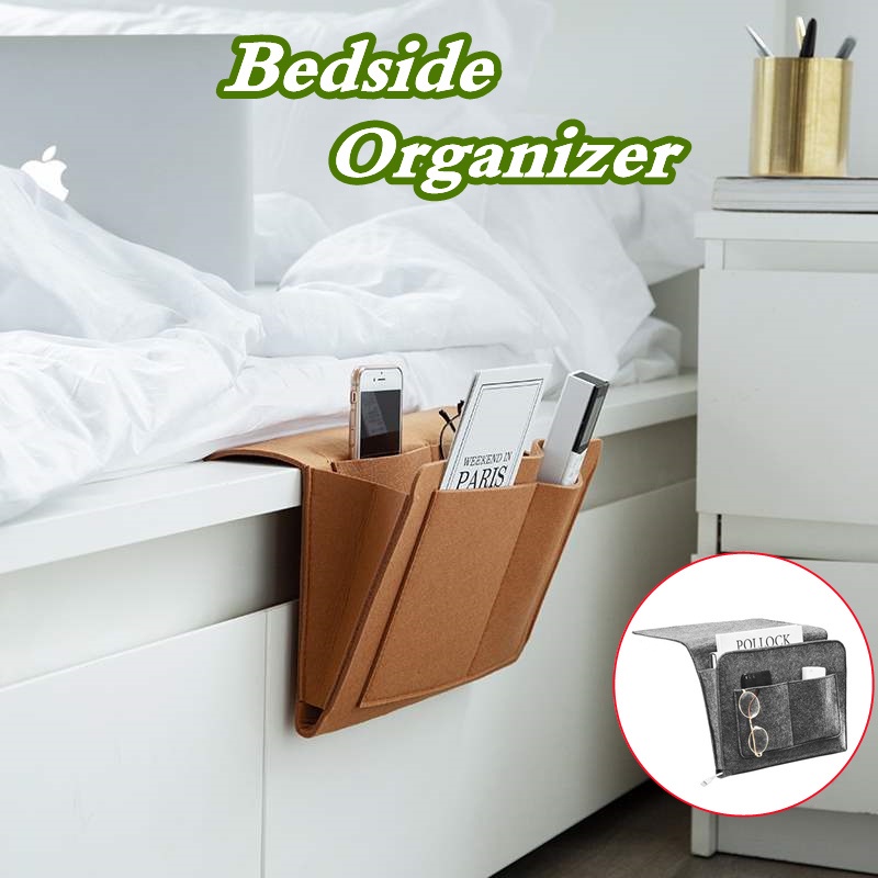 Felt Bedside Storage Organizer Anti-slip Bedside Bag Bed Sofa Side ...