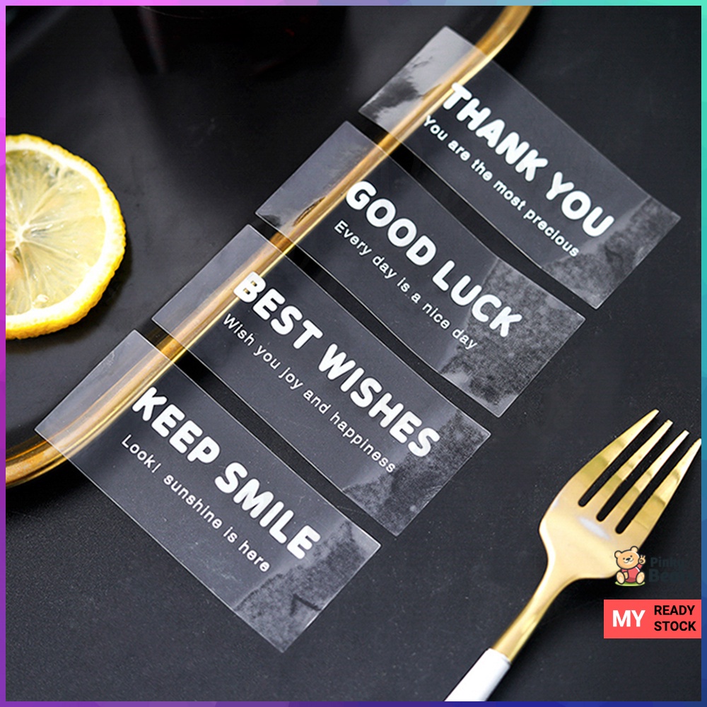 Assorted PVC Transparent Best Wishes Good Luck Thank You Stickers 8 ...