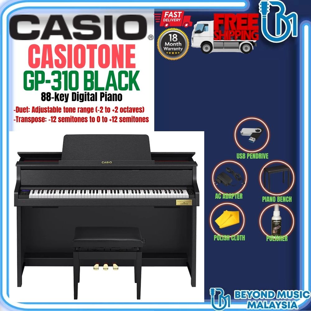 Casio GP-310 Grand Hybrid Piano with FREE Piano Bench - Black Finish ...
