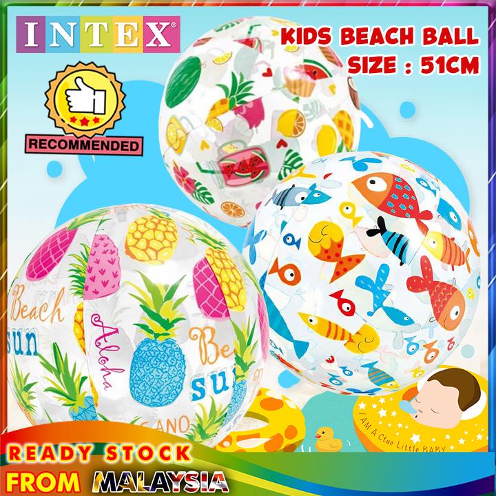 INTEX 59040 (NP4) 3 Design Transparent Inflatable Balls Beach Ball Pool ...