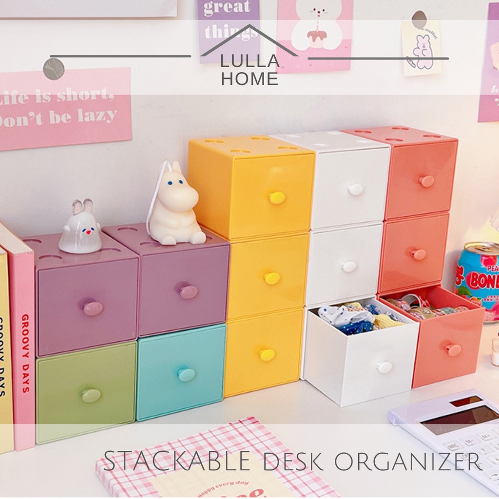 LullaHome Rainbow Color Lego Block Compartment Storage Desktop ...