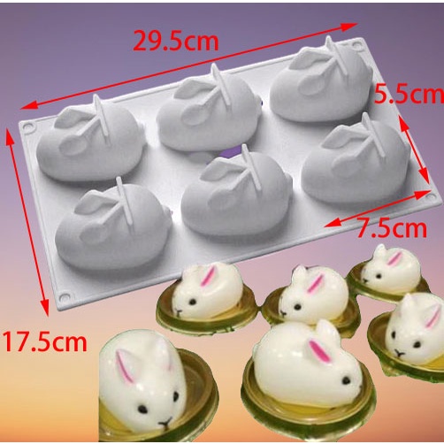 3D Rabbit Silicone Mould 6-in-1 Rabbit Jelly Mooncake | Shopee Malaysia