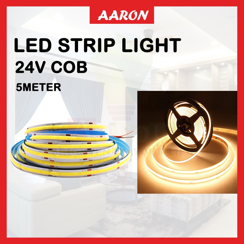 COB LED Strip Light 5meter 24V 320LED Super Bright Strip Light Lampu Strip LIGHTMAN | Shopee ...
