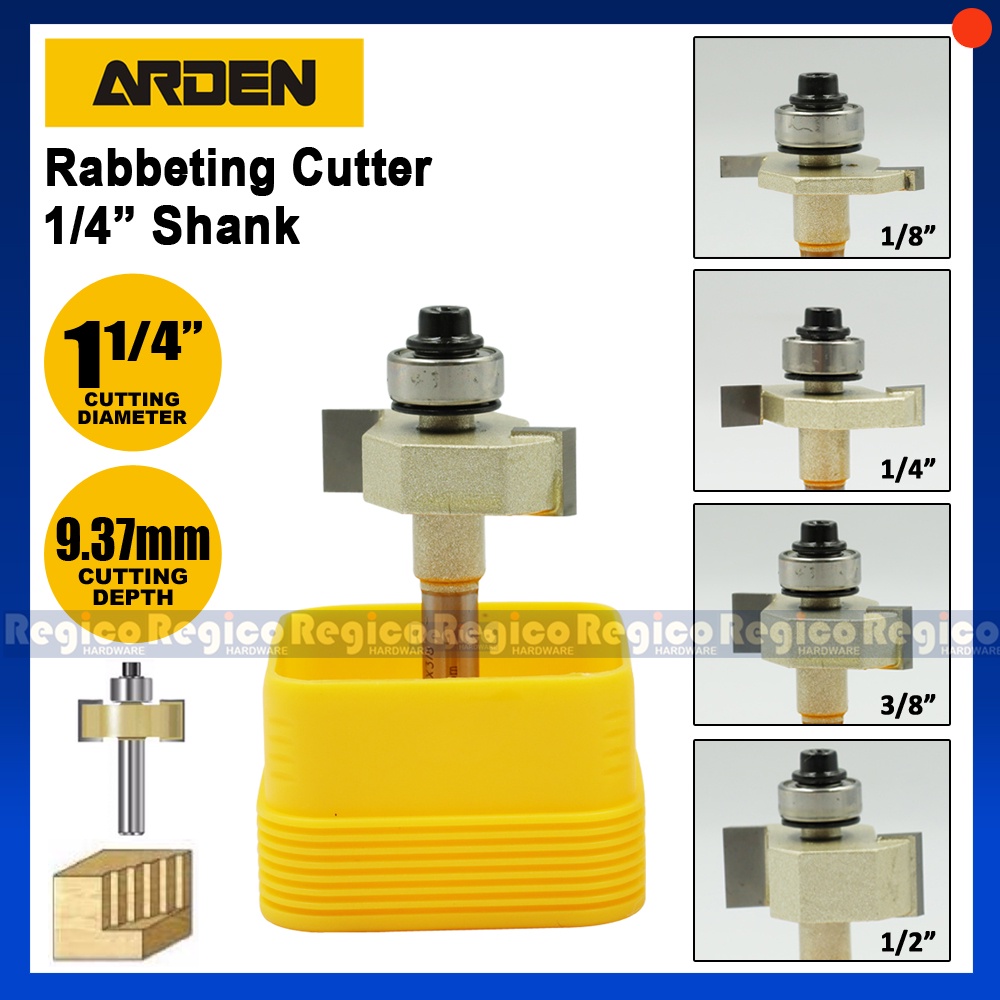 ARDEN Rabbeting Cutter Router Bit, 1/4 Shank Regico Hardware | Shopee ...