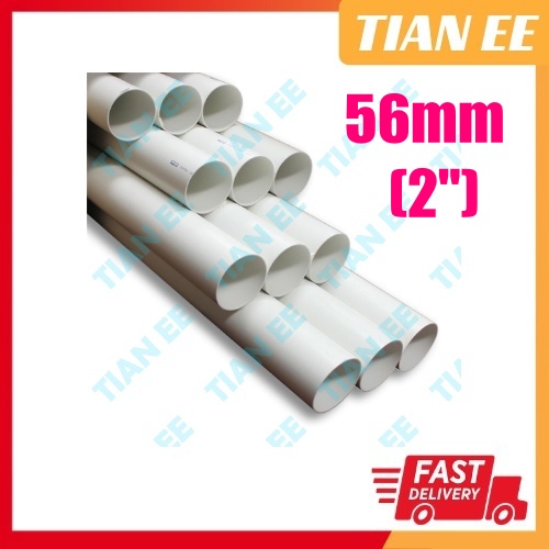 TIANEE (1Feet/Kaki) UPVC Pipe 56mm SWV Drainage Pipe Paip Air Putih ...