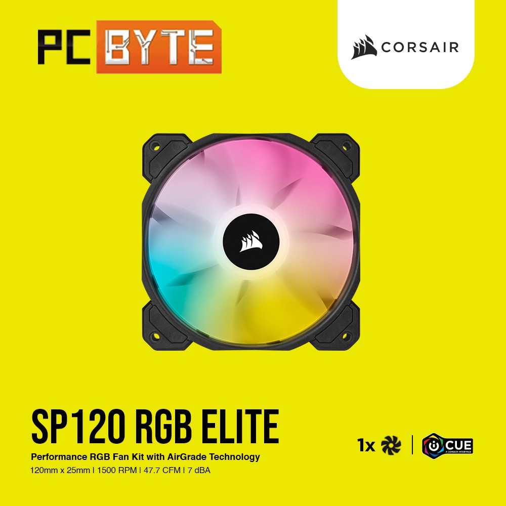 Corsair SP120 iCUE RGB Elite Performance 120mm PWM Fan - Single Pack ...