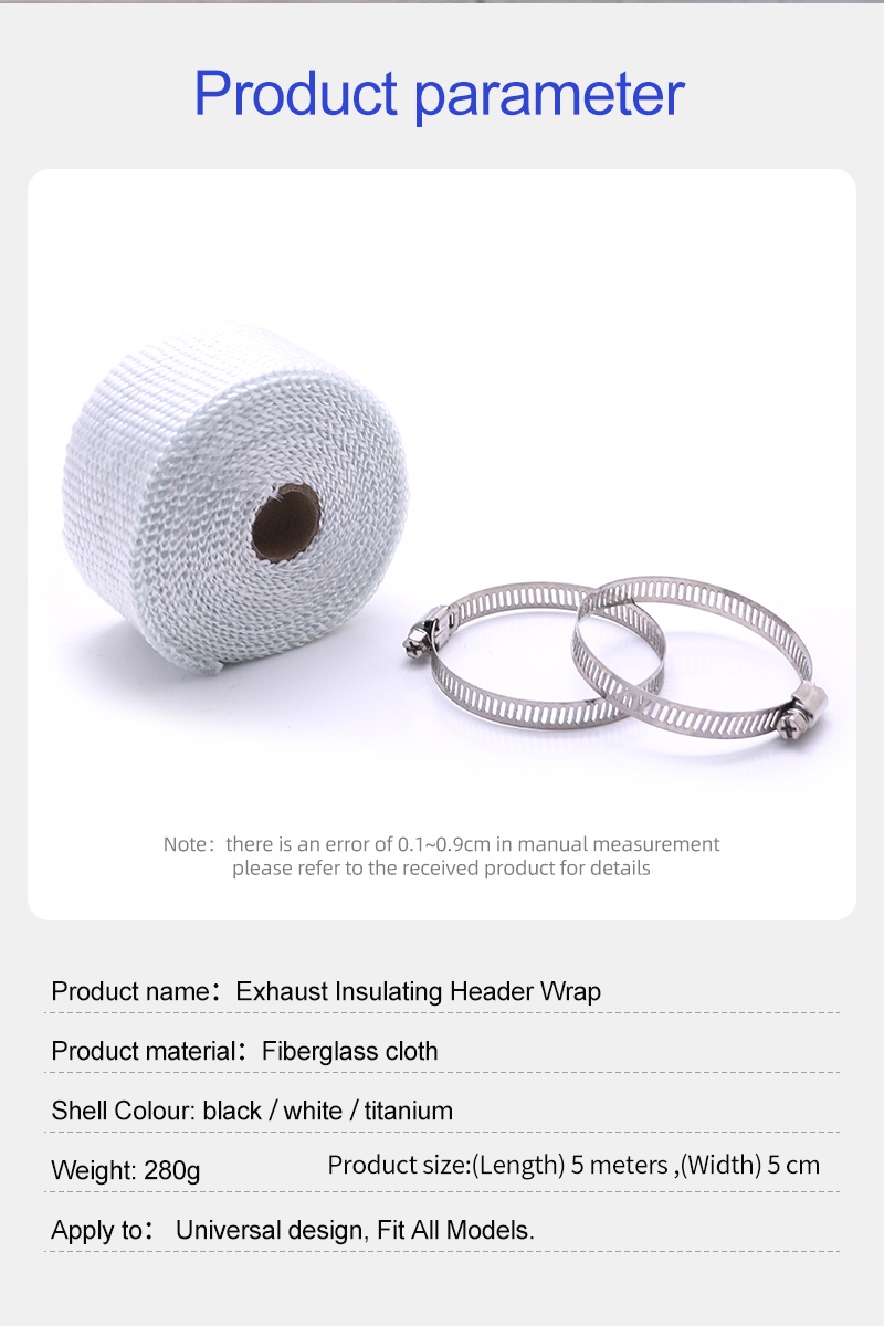 Titanium Temp Exhaust Pipe Heat Wrap Resistant Downpipe Car Motorcycle ...